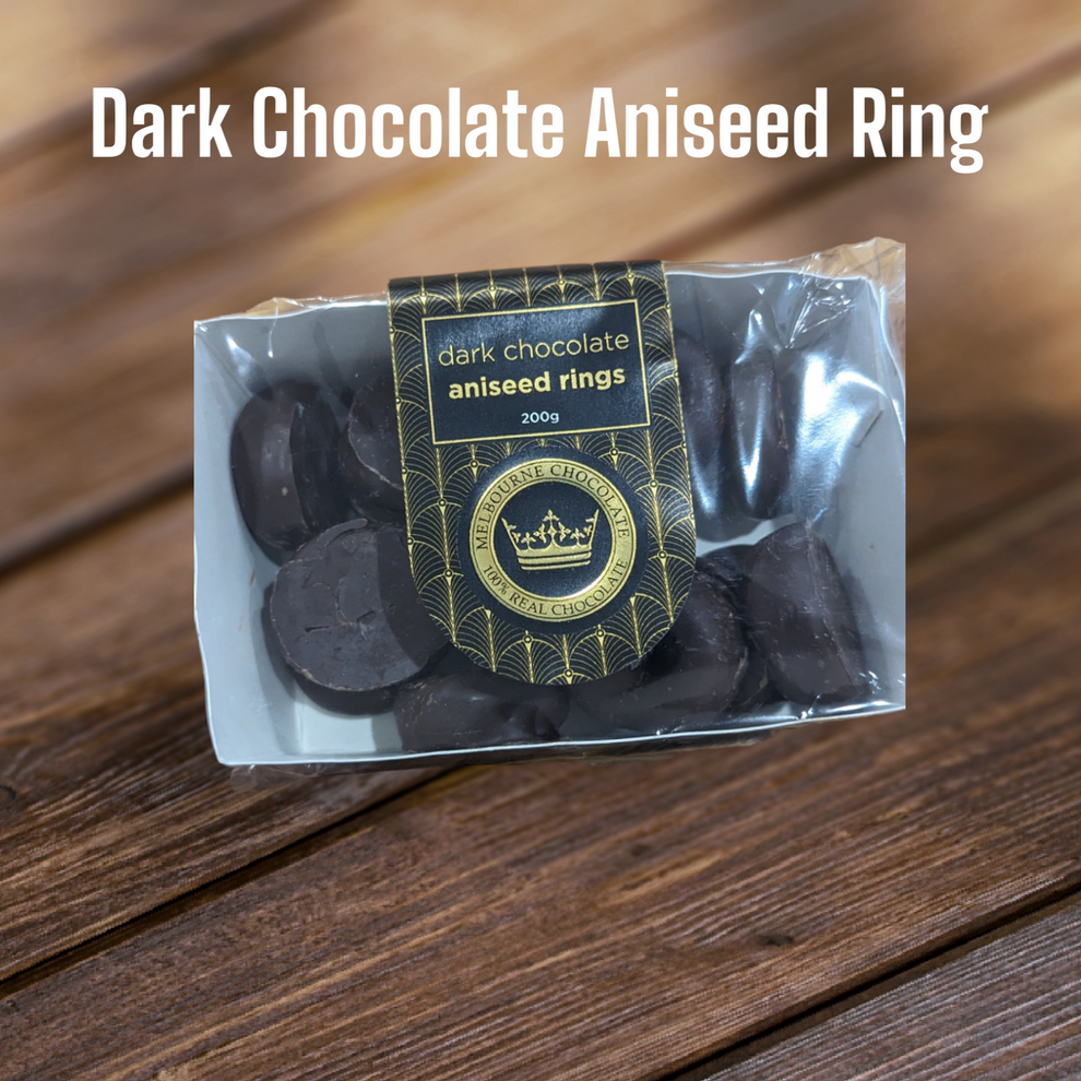 Dark Chocolate Aniseed Rings 200g – One Stop Lolli Shop